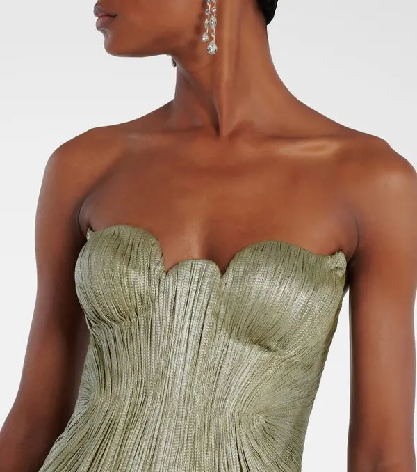 MARIA LUCIA HOHAN Jasleen Strapless Silk Tulle Gown - Green