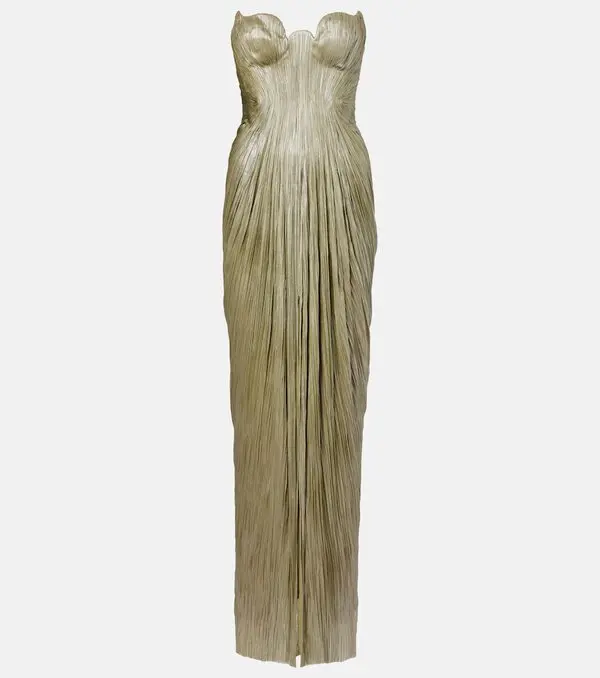 MARIA LUCIA HOHAN Jasleen Strapless Silk Tulle Gown - Green