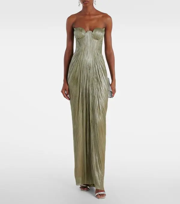MARIA LUCIA HOHAN Jasleen Strapless Silk Tulle Gown - Green