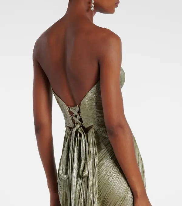 MARIA LUCIA HOHAN Jasleen Strapless Silk Tulle Gown - Green
