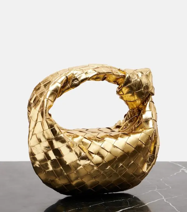 Bottega Veneta Jodie Intrecciato Metallic Leather Tote Bag - Gold