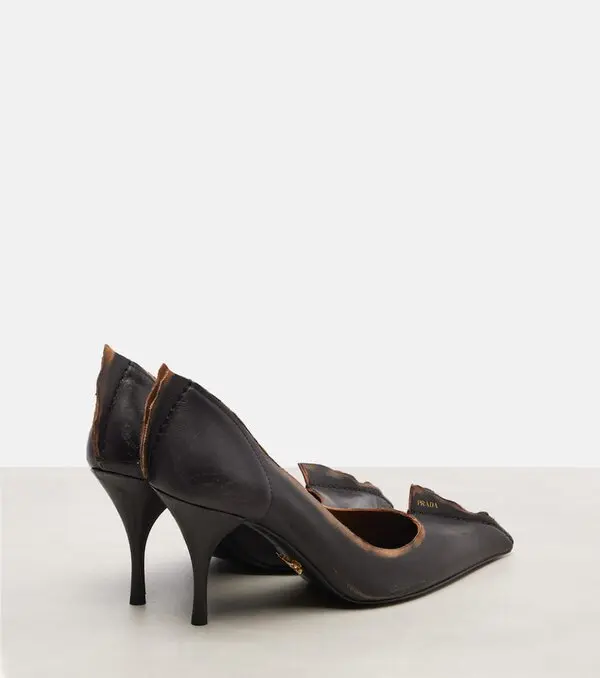 Prada Antiqued 85 Leather Pumps