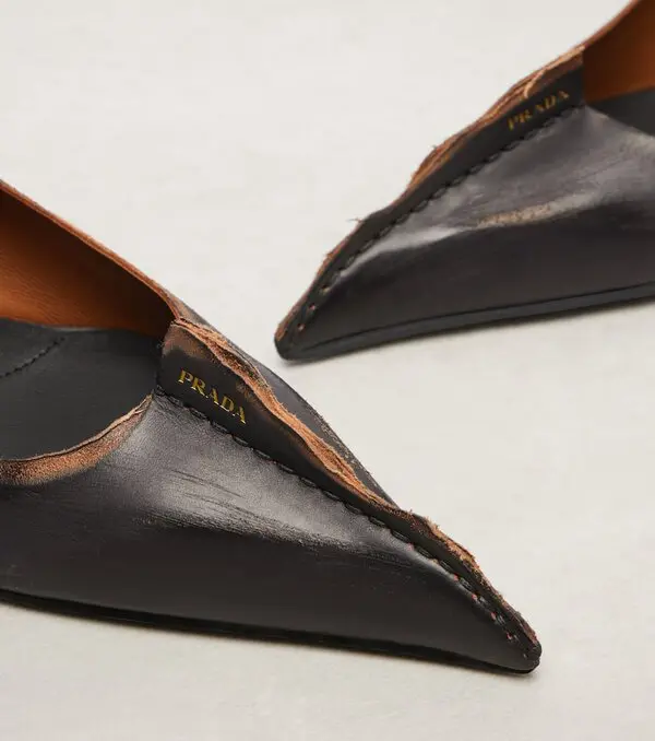 Prada Antiqued 85 Leather Pumps