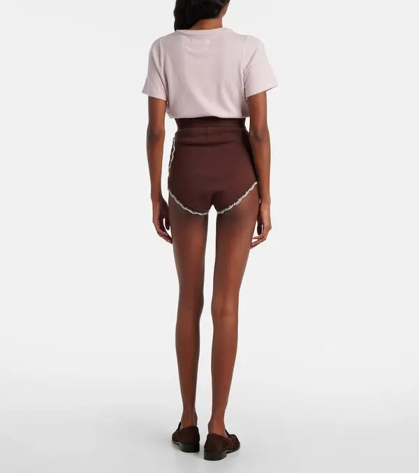 ALEMAIS Alémais Crochet High-rise Wool-blend Micro Shorts