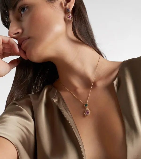 SUZANNE KALAN 18kt Yellow Pendant Necklace With Gemstones