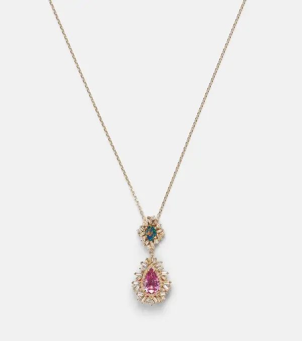 SUZANNE KALAN 18kt Yellow Pendant Necklace With Gemstones