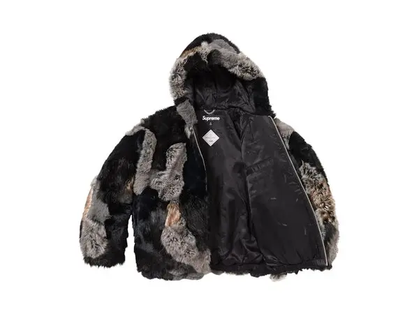 Supreme Patchwork Windstopper Hooded Faux Fur Jacket