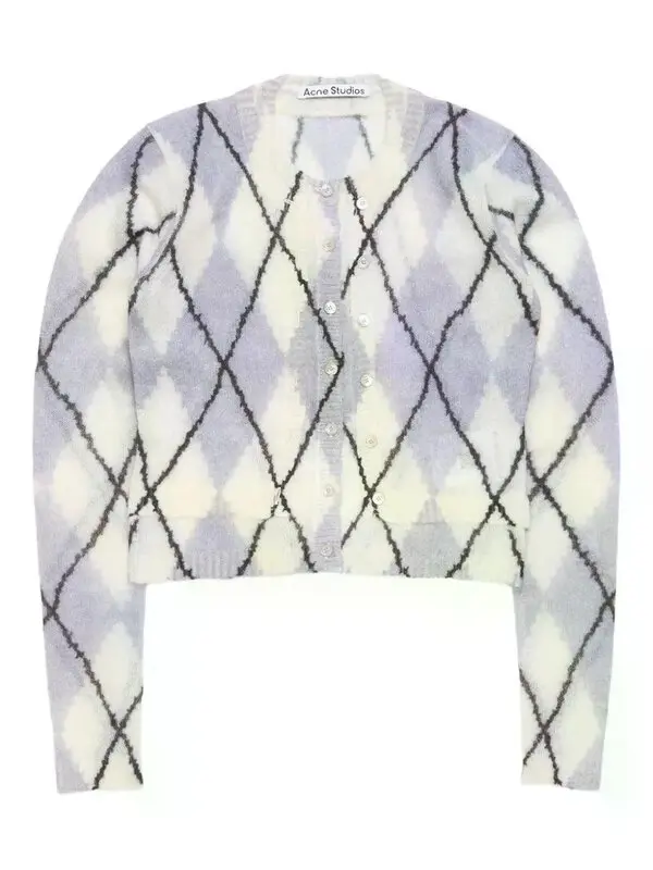 Acne Studios Diamond-pattern Mohair Cardigan - White