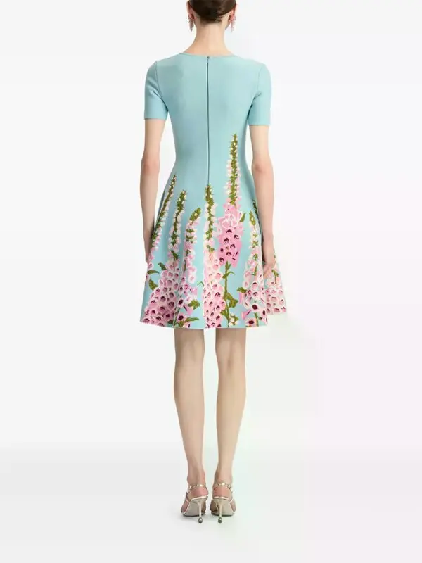 Oscar De La Renta Foxglove Jacquard Dress - Blue
