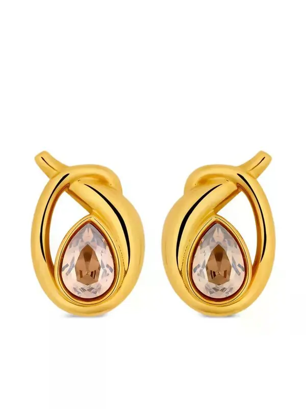 Oscar De La Renta Teardrop Stone Earrings - Gold