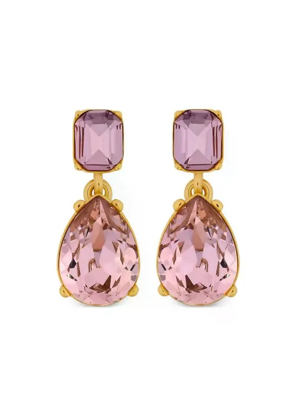Oscar De La Renta Crystal-embellished Teardrop Earrings - Gold
