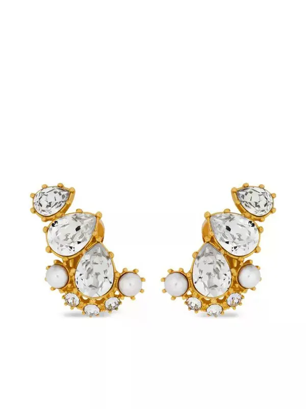 Oscar De La Renta Faceted Crystal Drop Earrings - Gold