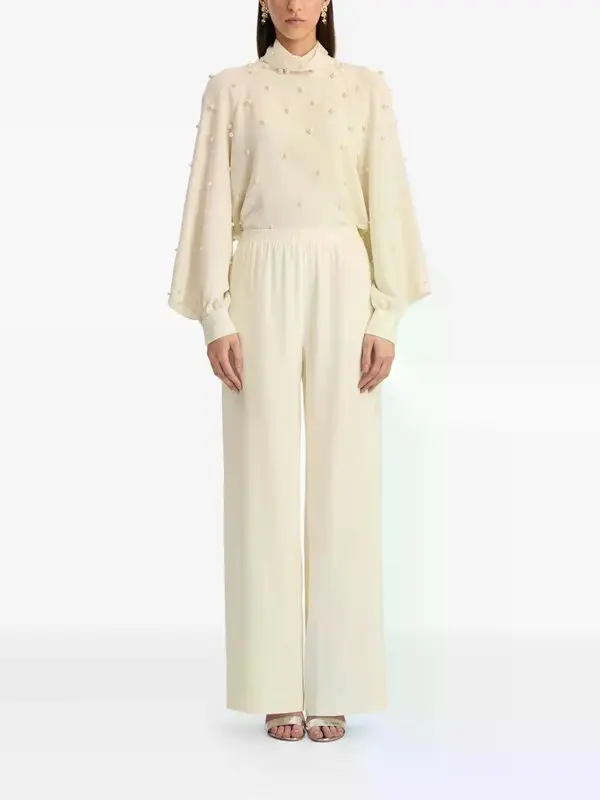 Oscar De La Renta Silk Wide Leg Pants - Neutrals