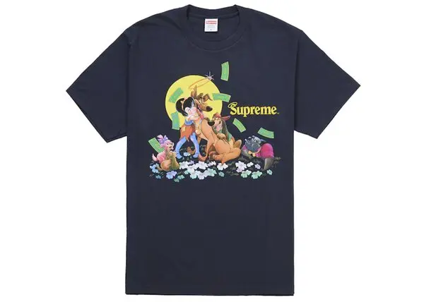 Supreme All Dogs Go To Heaven Tee Shirt - Navy Blue