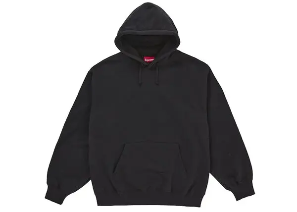 Supreme Satin Appliqué Hooded Sweatshirt - Black