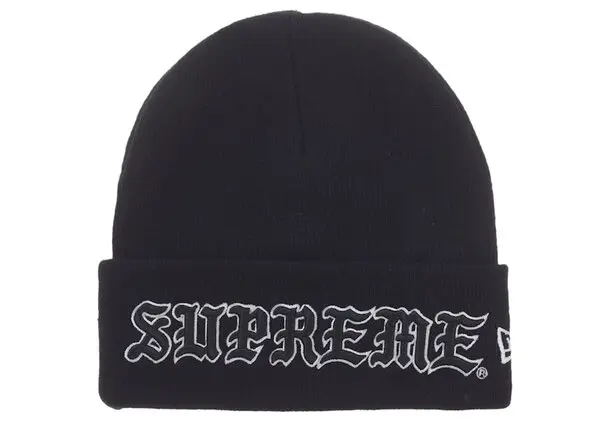 Supreme New Era Beanie Old English Embroidery - Black