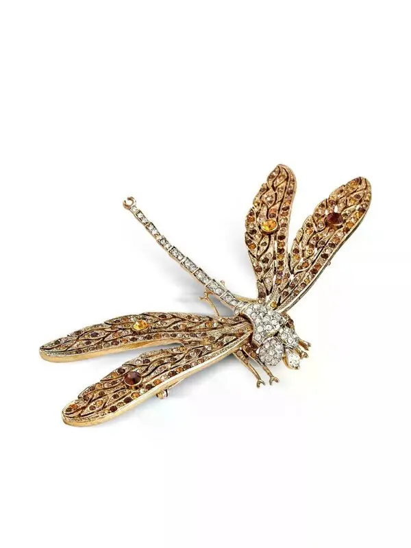 KENNETH JAY LANE Crystal-embellished Dragonfly Brooch - Gold