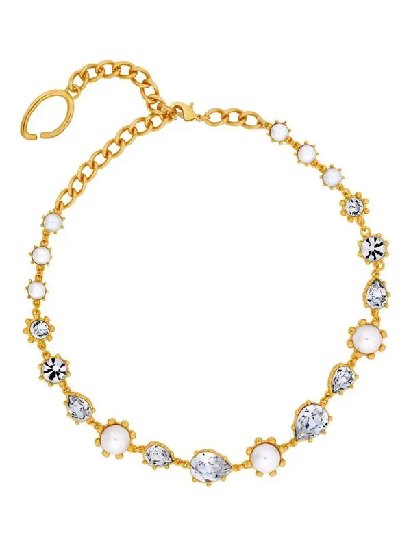 Oscar De La Renta Crystal-embellished Chain-link Necklace - Gold