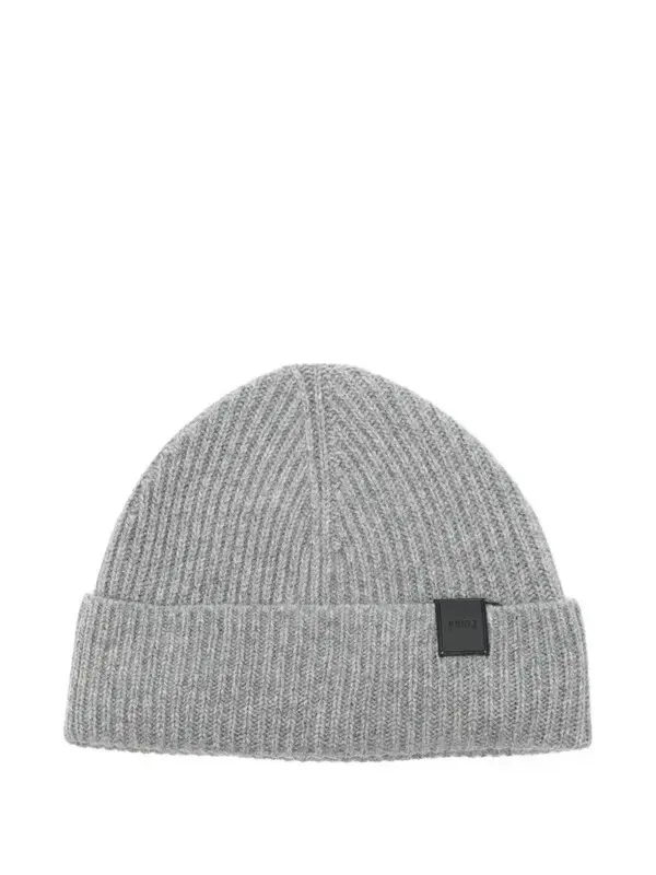 JUUN.J Ribbed Logo-patch Beanie - Grey