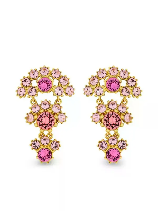Oscar De La Renta Stone-embellished Drop Earrings - Pink