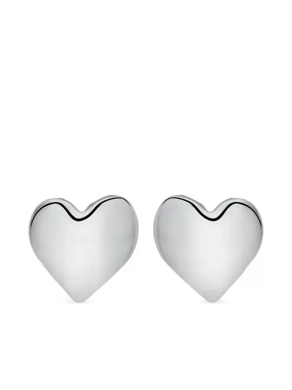 Oscar De La Renta Heart-shaped Stud Earrings - Silver