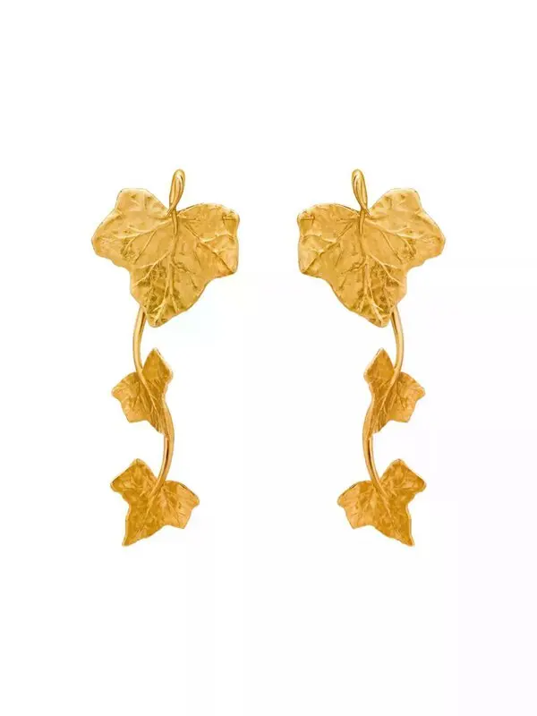Oscar De La Renta Ivy Vine Leaf Drop Earrings - Gold