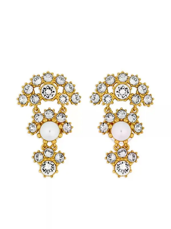 Oscar De La Renta Crystal-embellished Drop Earrings - Gold
