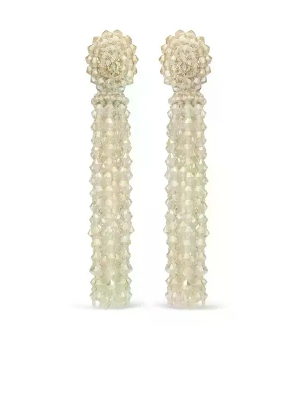 Oscar De La Renta Bead-embellished Clip-on Drop Earrings - Neutrals