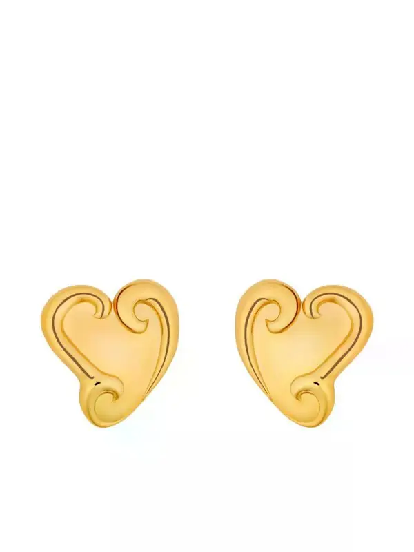 Oscar De La Renta Swirl Heart Stud Earrings - Gold