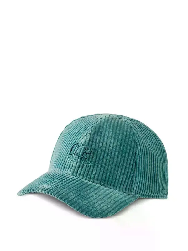 C.P. COMPANY Logo-embroidered Corduroy Cap - Blue