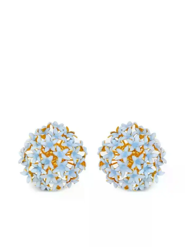 Oscar De La Renta Floral Stud Earrings - Blue