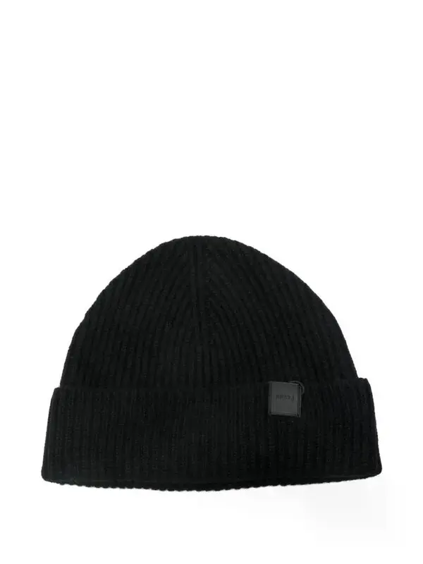 JUUN.J Ribbed Logo-patch Beanie - Black