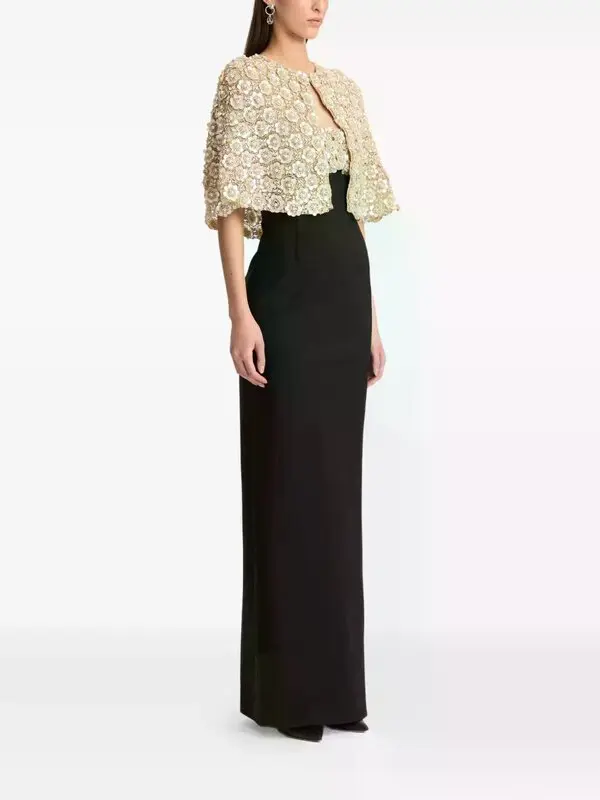 Oscar De La Renta Floral-embroidered Cape - Neutrals