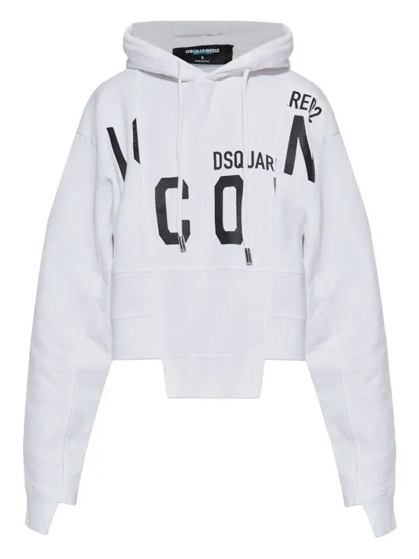 Dsquared2 Cotton Cropped Hoodie - White