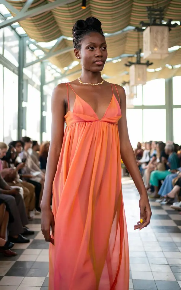 House Of Aama Anancy Iridescent Silk Maxi Dress - Orange | Editorialist