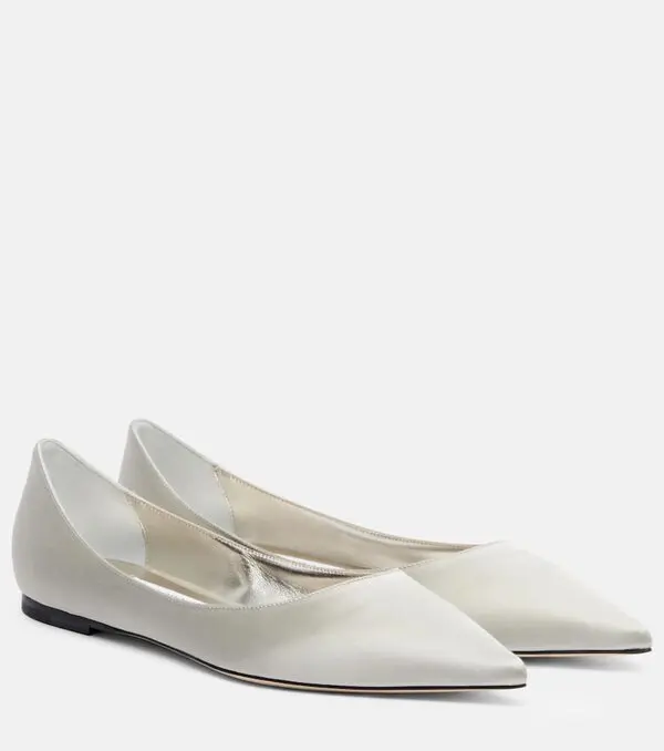 JIMMY CHOO Love Satin Ballet Flats - Silver