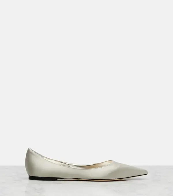 JIMMY CHOO Love Satin Ballet Flats - Silver