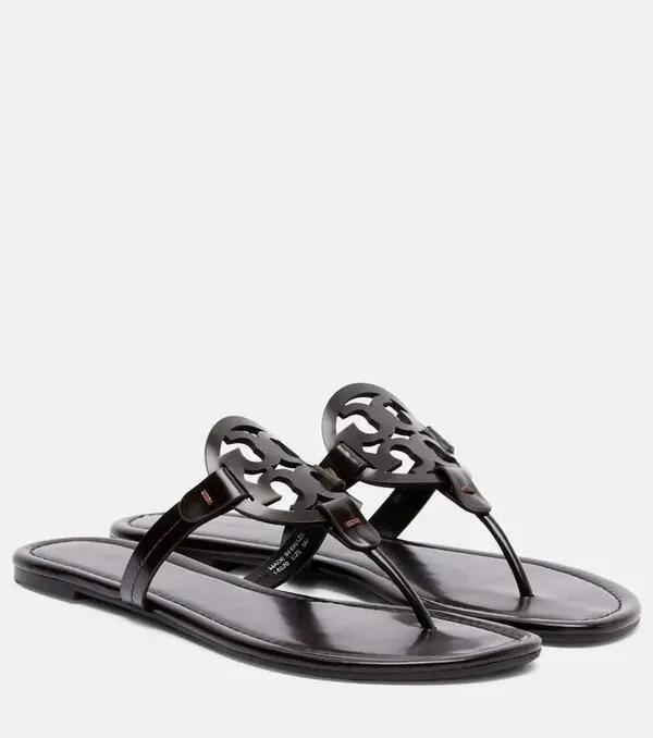 Tory Burch Miller Leather Thong Sandals - Black