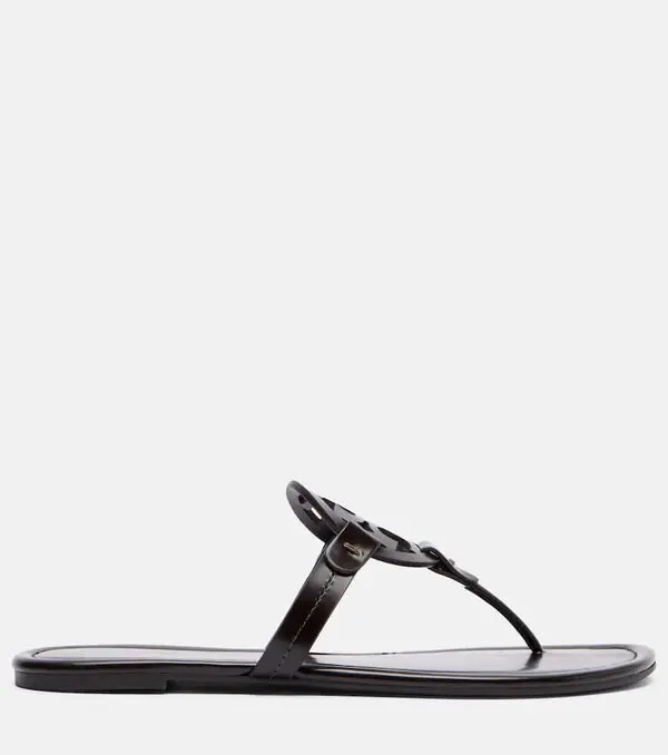 Tory Burch Miller Leather Thong Sandals - Black
