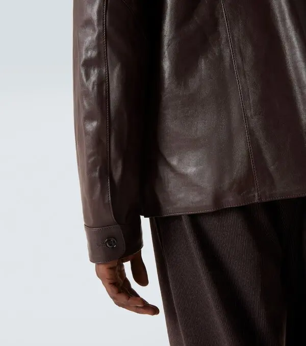 Our Legacy Welding Leather Overshirt - Brown