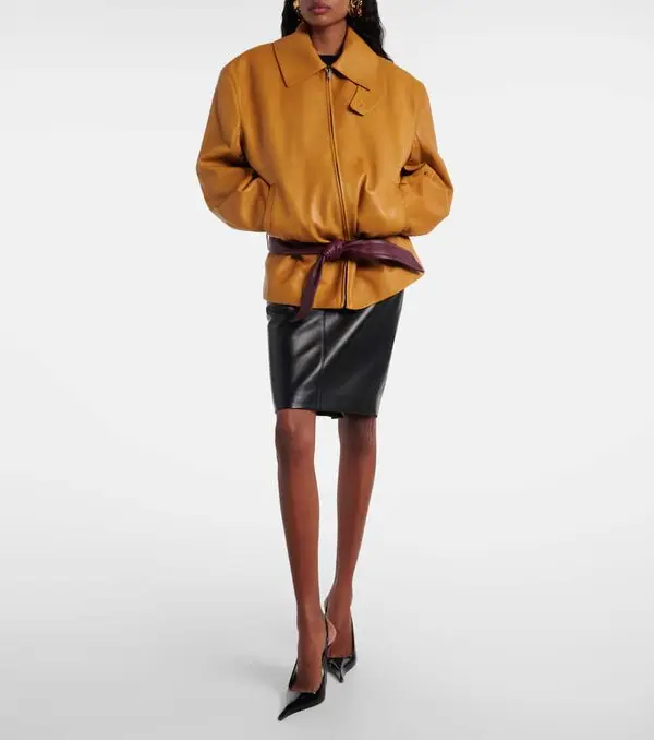 Saint Laurent Belted Leather Jacket