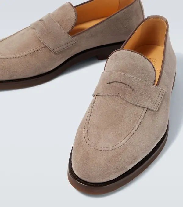 Brunello Cucinelli Suede Penny Loafers - Grey
