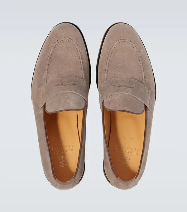 Brunello Cucinelli Suede Penny Loafers - Grey