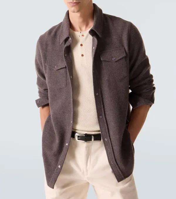 GOD'S TRUE CASHMERE Cashmere Shirt With Amethyst - Brown