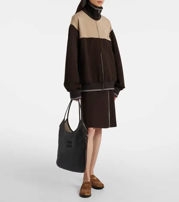 Miu Miu Ivy Medium Distressed Leather Shopper - Brown