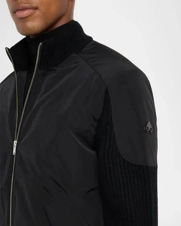 Moose Knuckles Magnus Knit Hybrid Bomber Jacket - Black