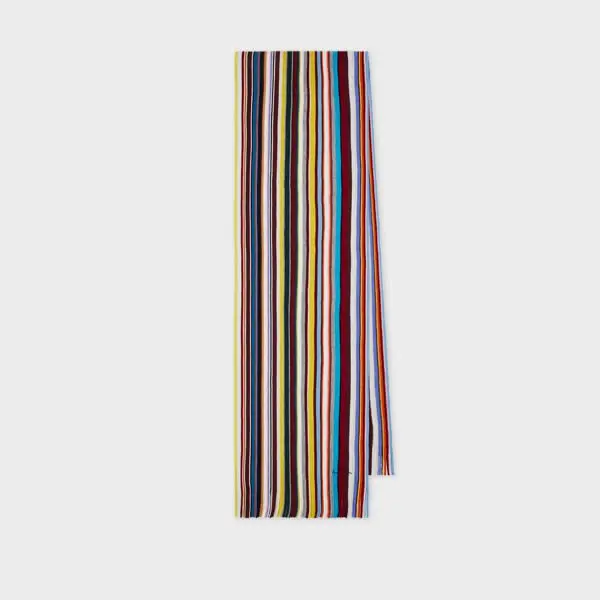 Paul Smith Knitted Merino Wool 'signature Stripe' Scarf - Multicolour