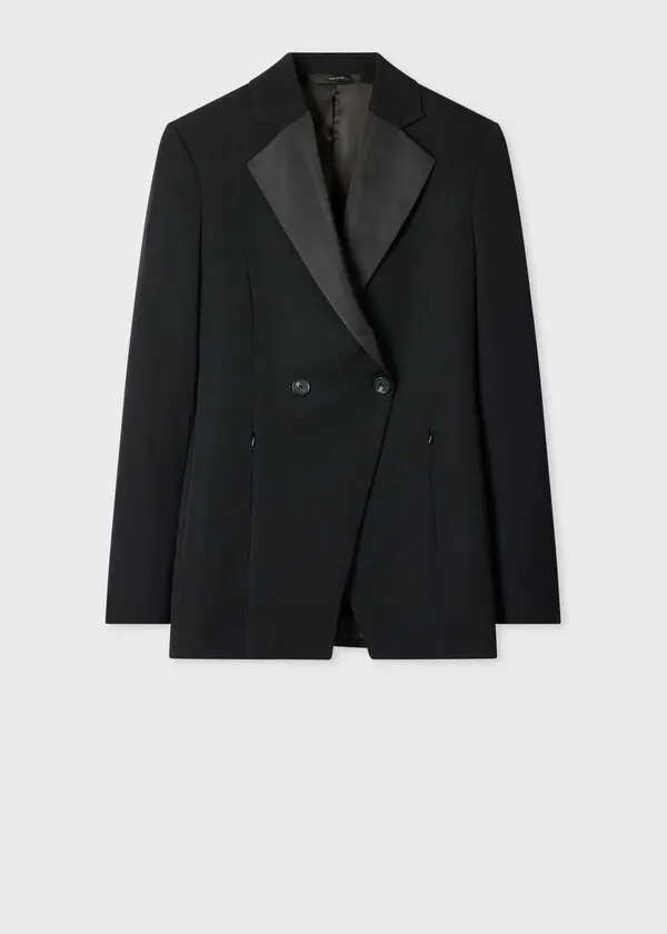 Paul Smith Satin Trim Structured Double-breasted Blazer