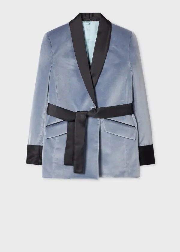 Paul Smith Velvet Contrast-trim Belted Blazer