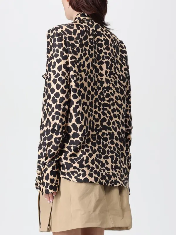 Balmain Leopard Print Ruffled Shirt - Beige